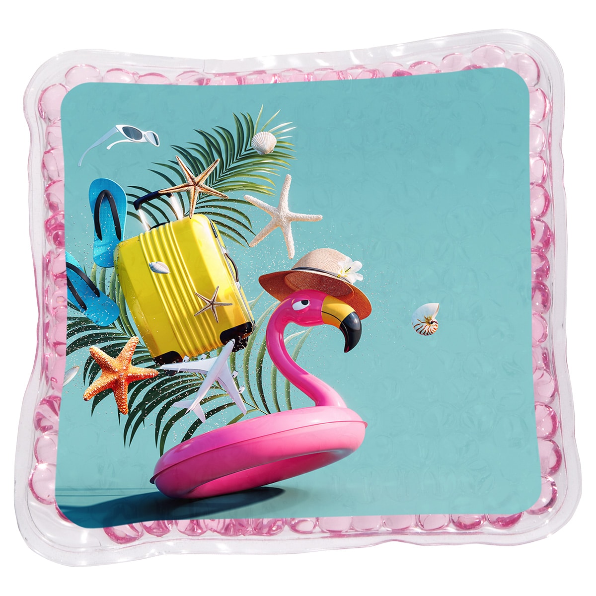 Custom Pink Flamingo Tube Square Aqua Pearls™ Cold Pack with Logo ...